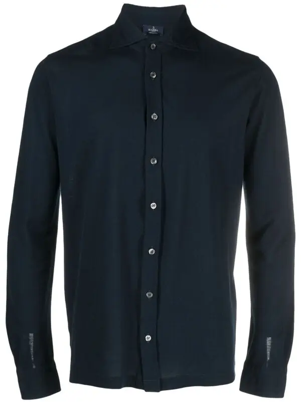 BARBA NAPOLI Long-sleeve Cotton Shirt - Blue