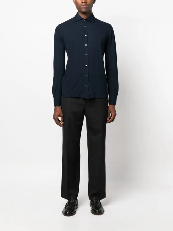 BARBA NAPOLI Long-sleeve Cotton Shirt - Blue