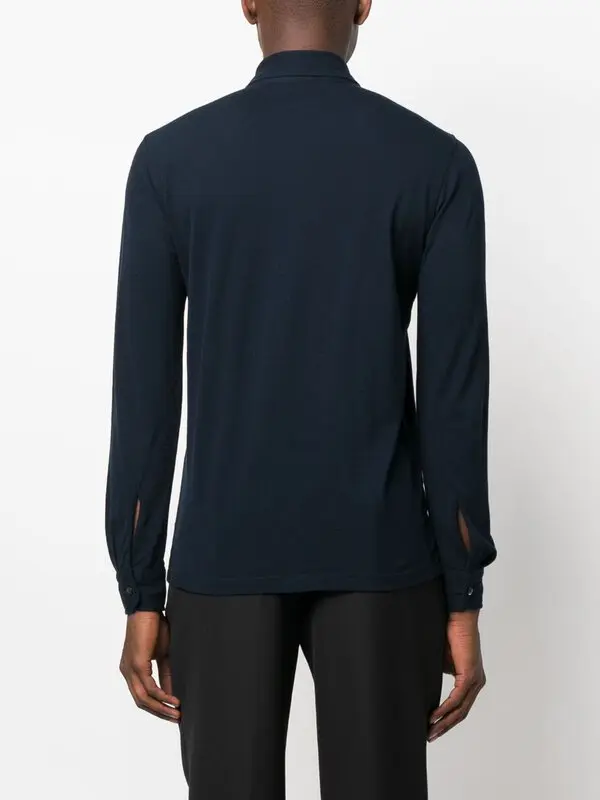 BARBA NAPOLI Long-sleeve Cotton Shirt - Blue