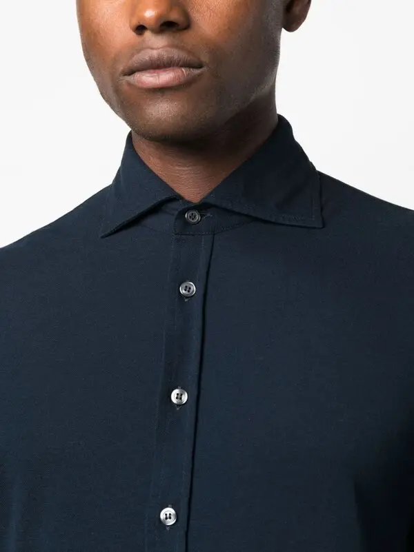 BARBA NAPOLI Long-sleeve Cotton Shirt - Blue