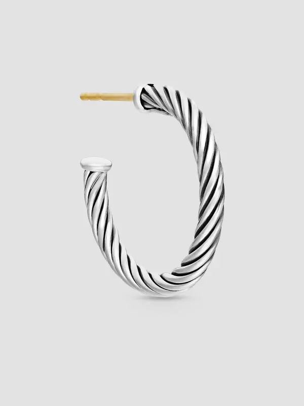 David Yurman Cable Hoop Earrings In Sterling 3/4in