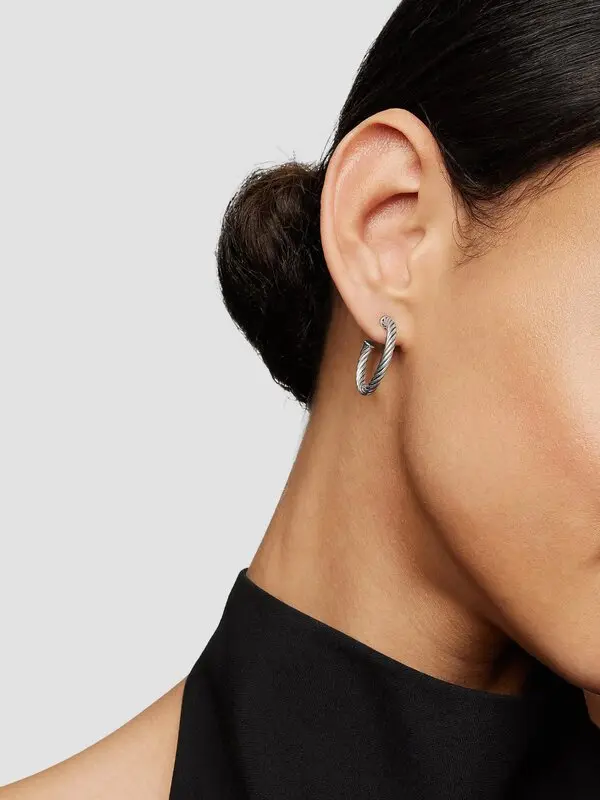 David Yurman Cable Hoop Earrings In Sterling 3/4in