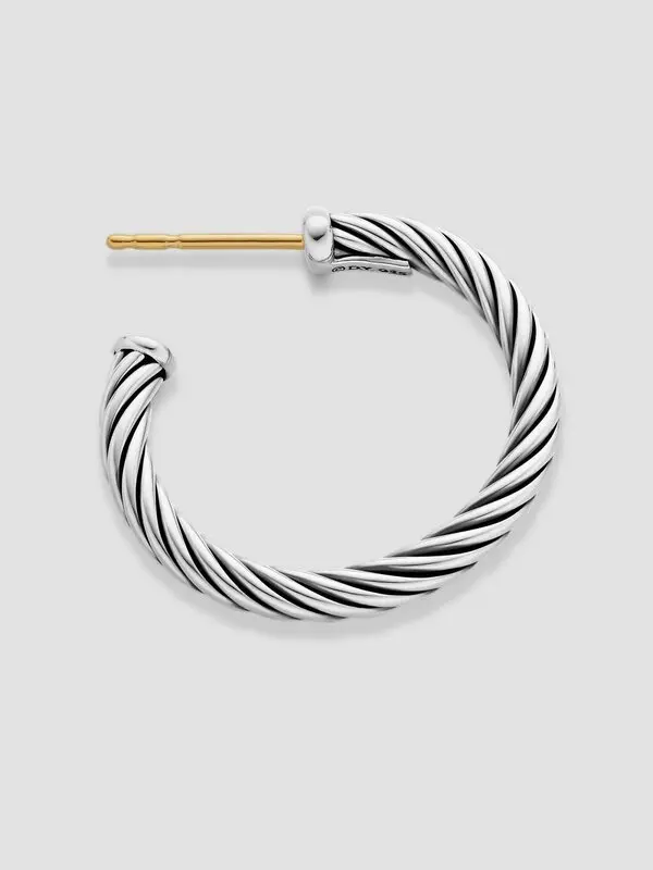 David Yurman Cable Hoop Earrings In Sterling 3/4in