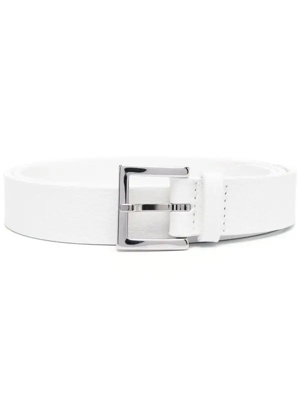 ORTIGNI Grained Leather Belt - White