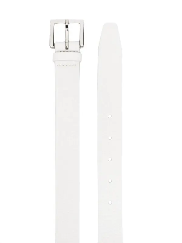 ORTIGNI Grained Leather Belt - White