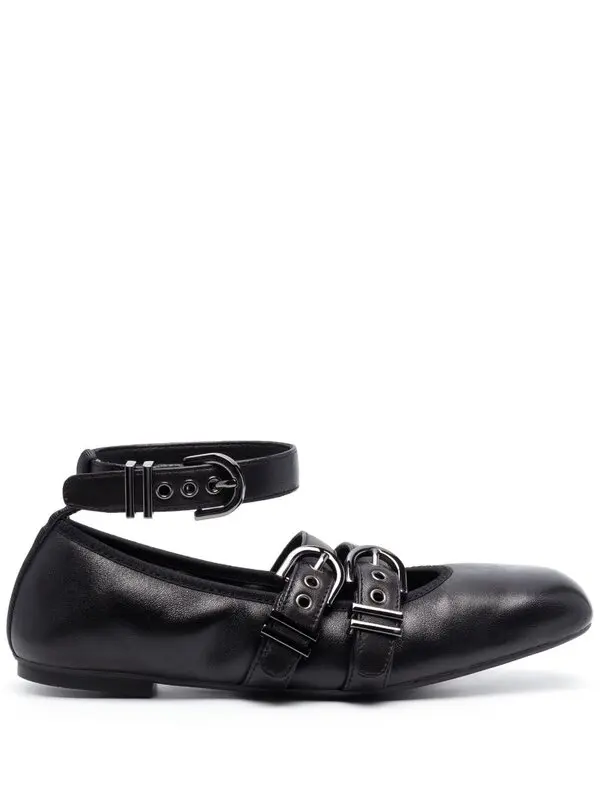 STUART WEITZMAN Maverick Leather Ballerina Flats - Black