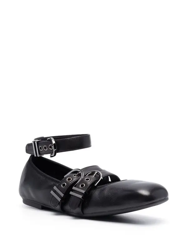 STUART WEITZMAN Maverick Leather Ballerina Flats - Black