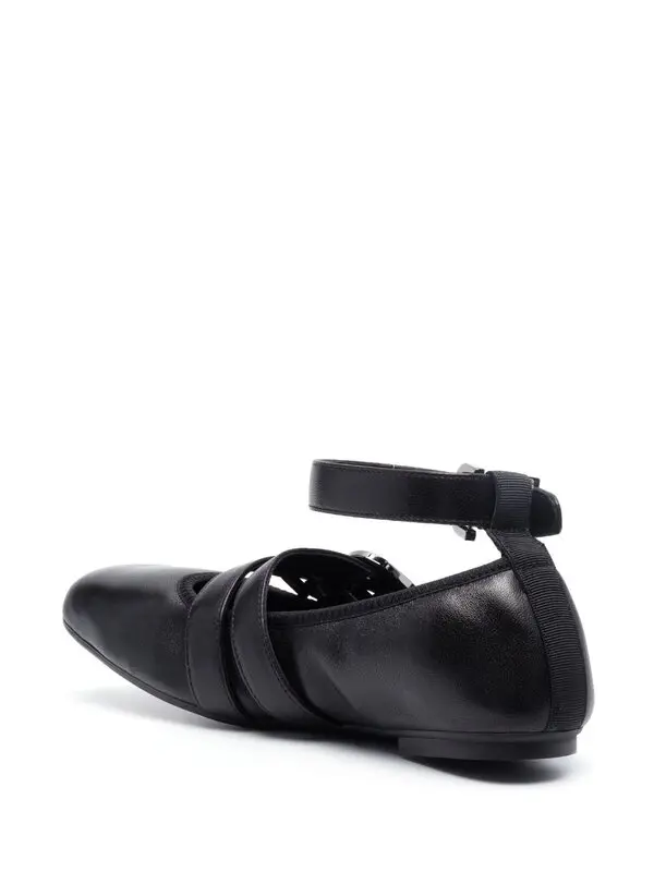 STUART WEITZMAN Maverick Leather Ballerina Flats - Black