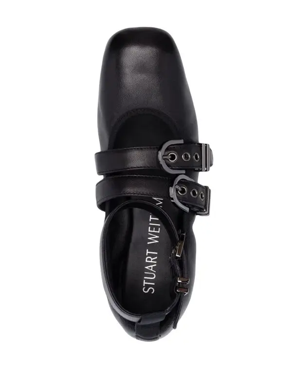 STUART WEITZMAN Maverick Leather Ballerina Flats - Black