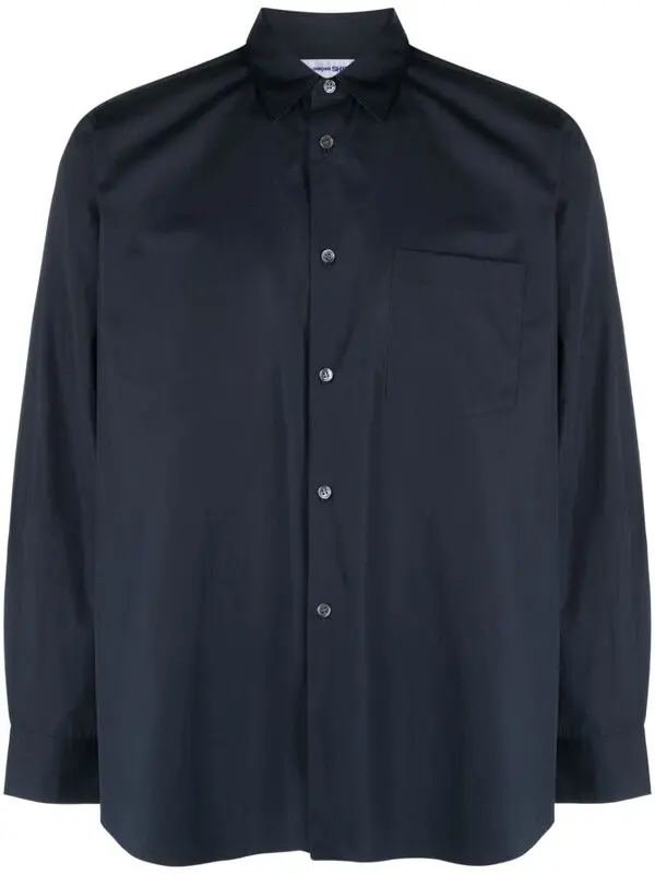Comme Des Garçons Long-sleeved Cotton Shirt - Blue