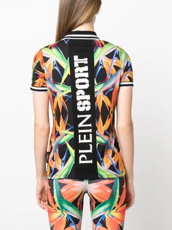 PLEIN SPORT Floral-print Polo Top