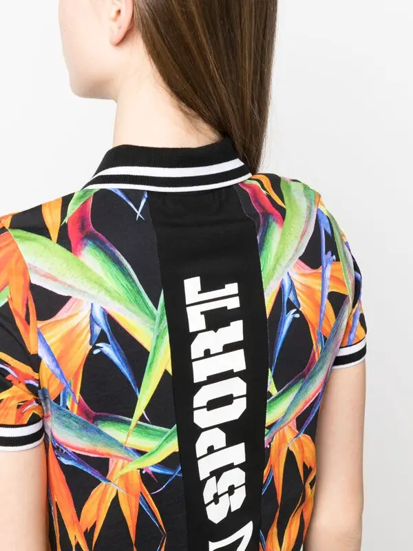 PLEIN SPORT Floral-print Polo Top