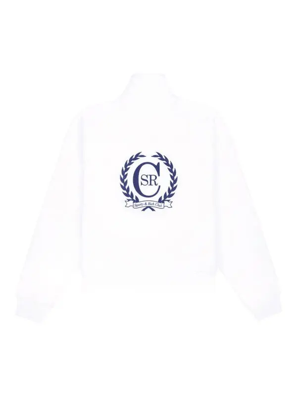 SPORTY & RICH Logo-print Zipped Cotton Jumper