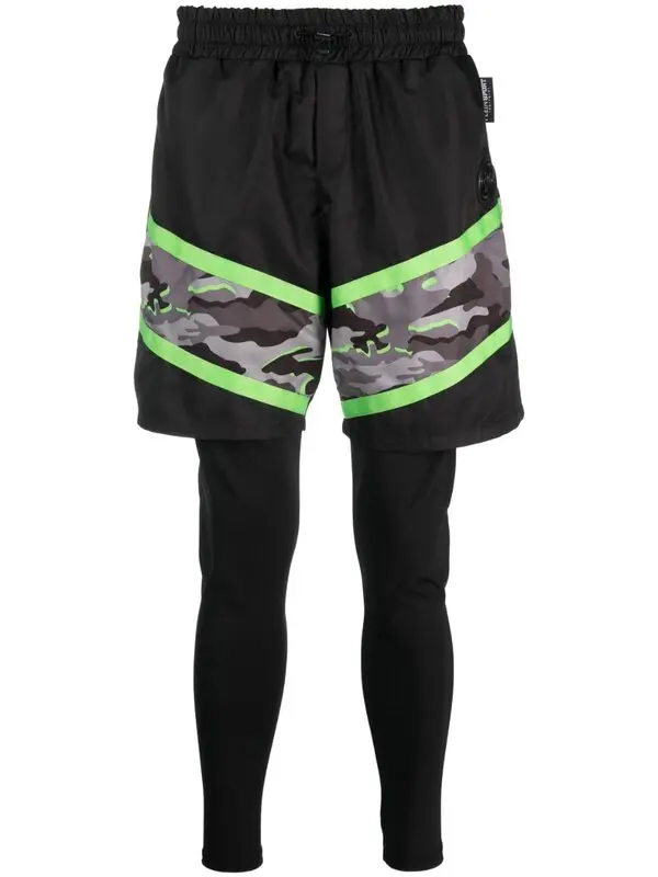 PLEIN SPORT Camouflage-print Layered Legging