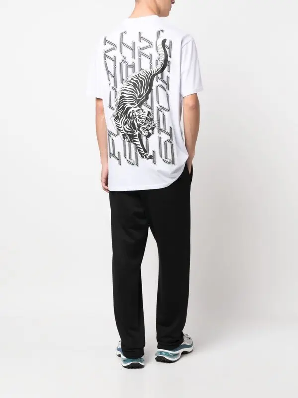PLEIN SPORT Tiger-print Cotton T-shirt - White