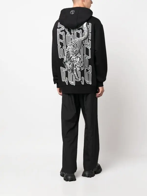 PLEIN SPORT Tiger Logo-print Hoodie