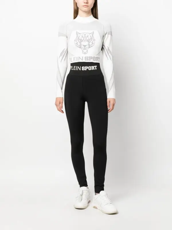 PLEIN SPORT Jacquard Knitted Crop Top - White