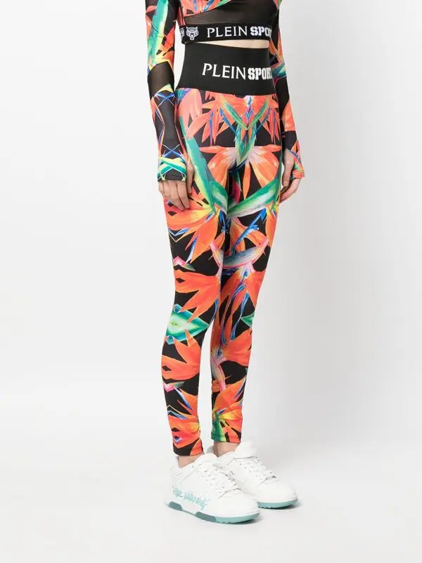 PLEIN SPORT Floral-print Stretch Leggings