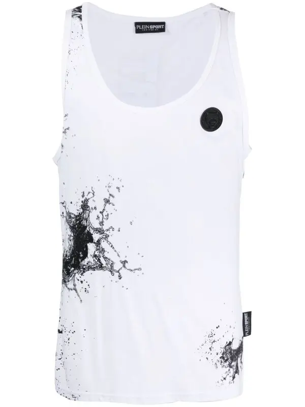PLEIN SPORT Splash-print Cotton Tank Top