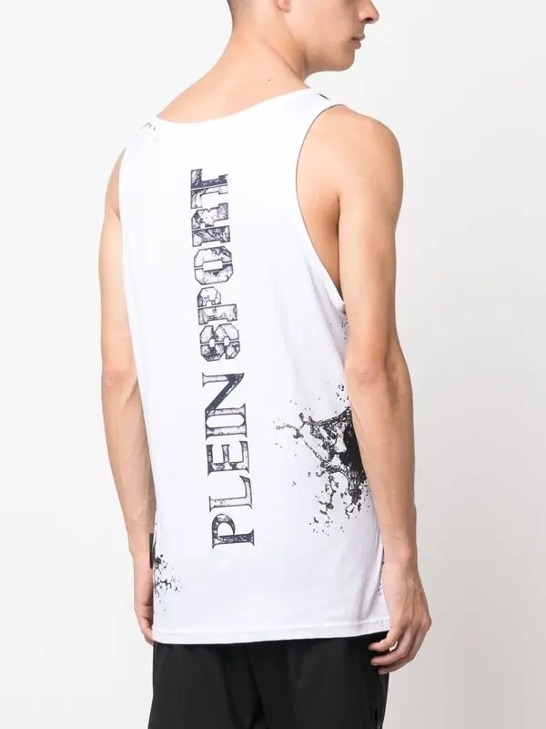 PLEIN SPORT Splash-print Cotton Tank Top