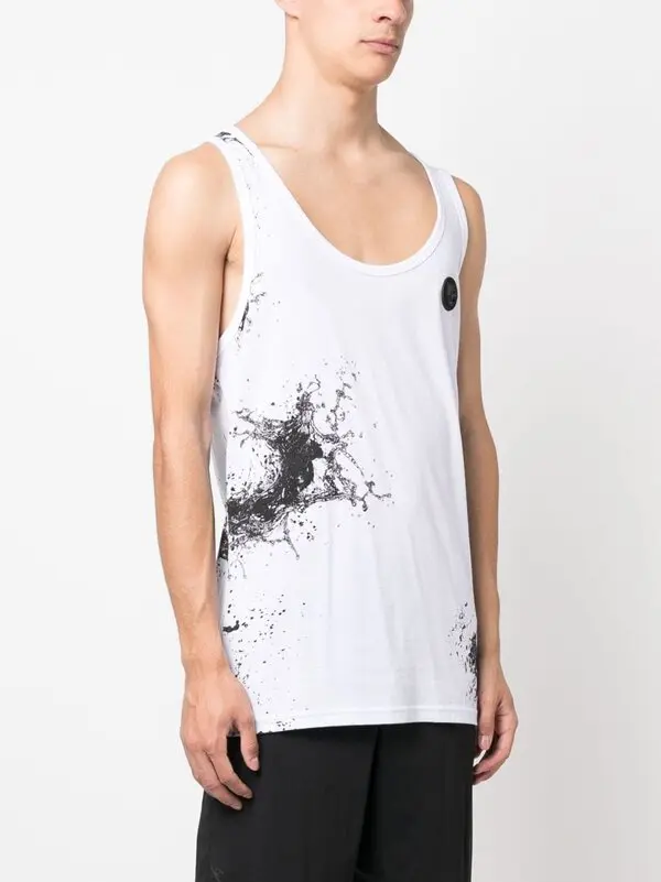 PLEIN SPORT Splash-print Cotton Tank Top