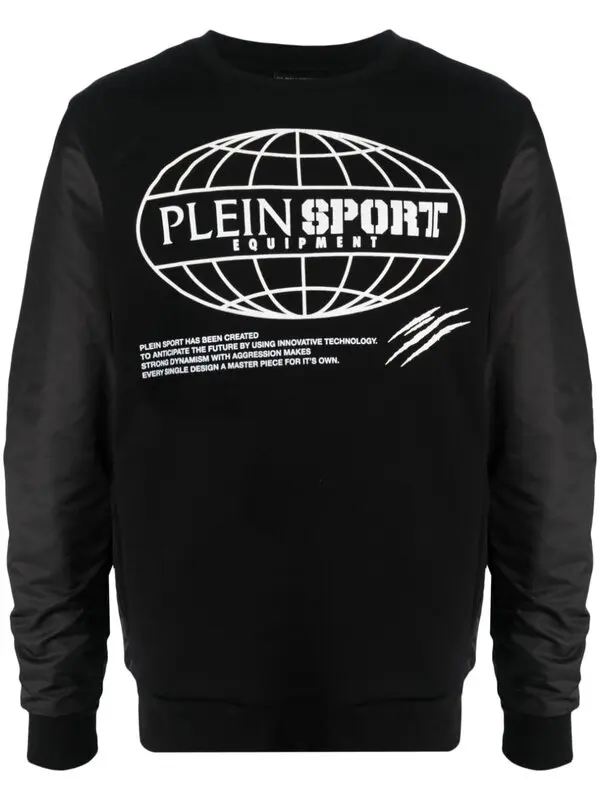 PLEIN SPORT Cotton Sweatshirt With Logo Detail - Black