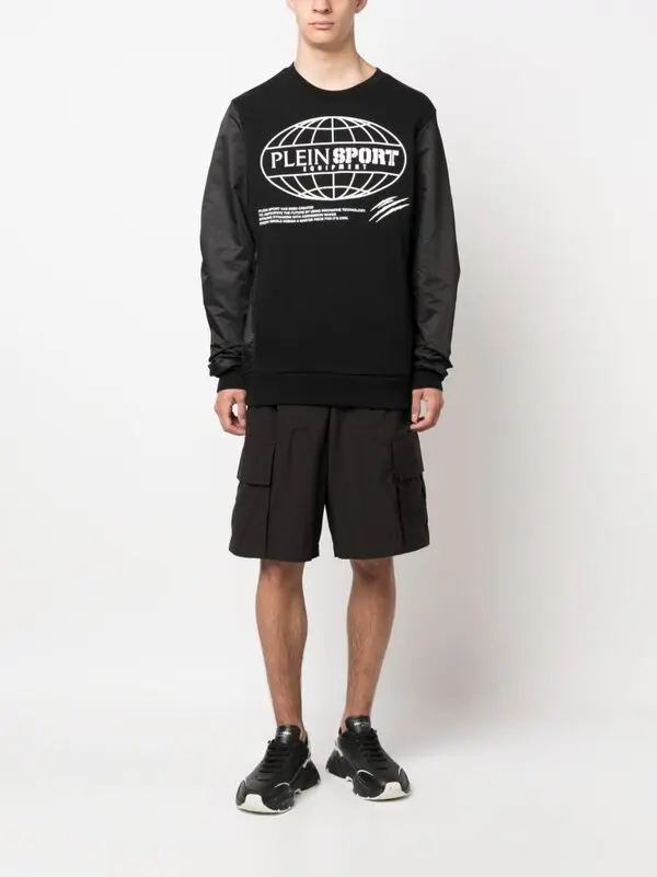 PLEIN SPORT Cotton Sweatshirt With Logo Detail - Black