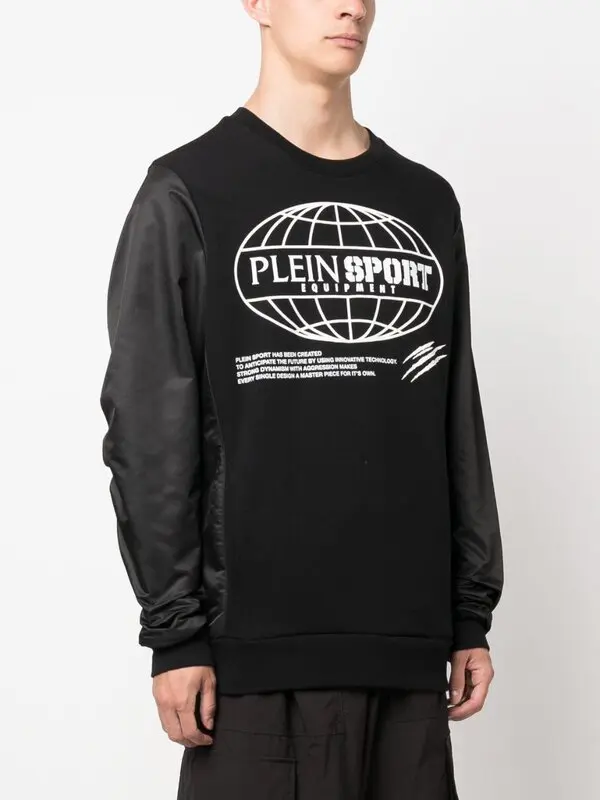 PLEIN SPORT Cotton Sweatshirt With Logo Detail - Black