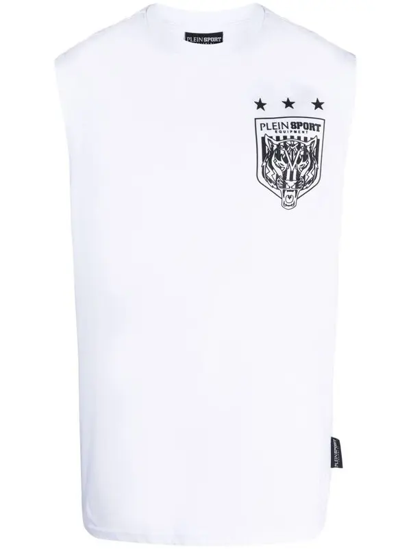 PLEIN SPORT Logo-print Cotton Vest - White