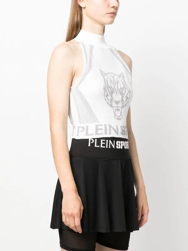 PLEIN SPORT Jacquard Cropped Top - White