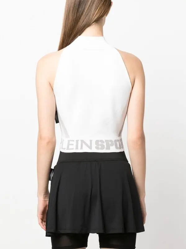 PLEIN SPORT Jacquard Cropped Top - White