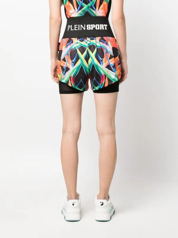 PLEIN SPORT Floral Print Running Shorts