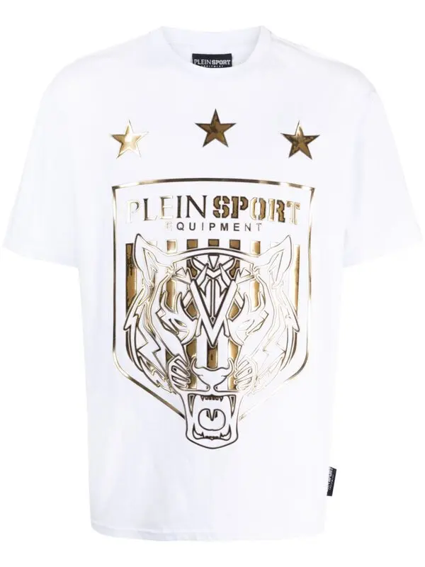 PLEIN SPORT Tiger-print Short-sleeve T-shirt - White
