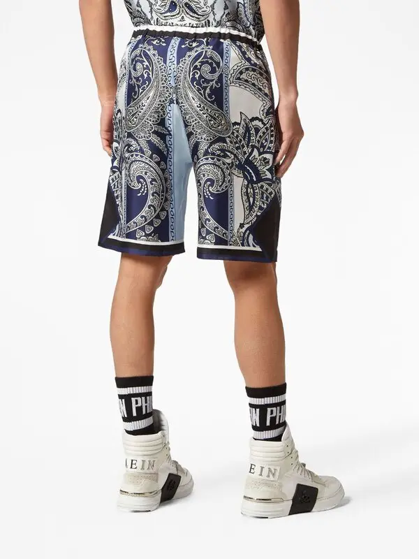 Philipp Plein Paisley-print Silk Shorts - White