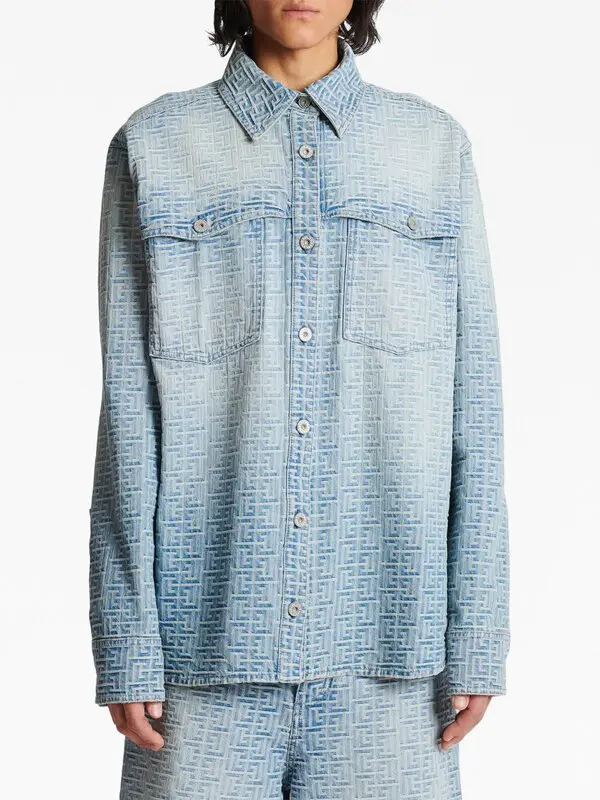 Balmain Monogram-jacquard Cotton Shirt