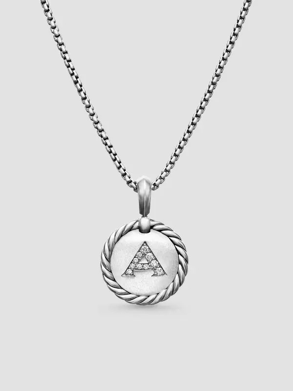 David Yurman Initial Charm Necklace In Sterling Silver - Initial A