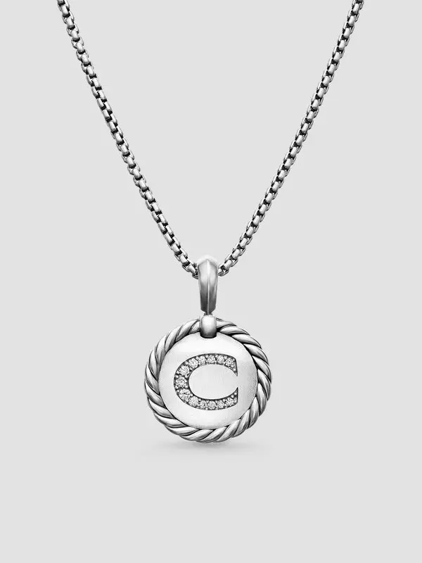 David Yurman Initial Charm Necklace In Sterling Silver - Initial C