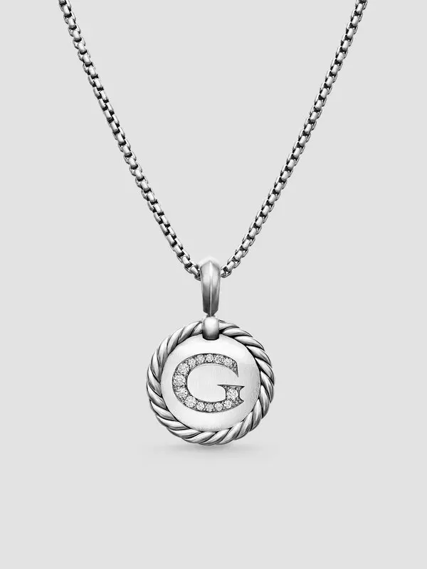 David Yurman Initial Charm Necklace In Sterling Silver - Initial G