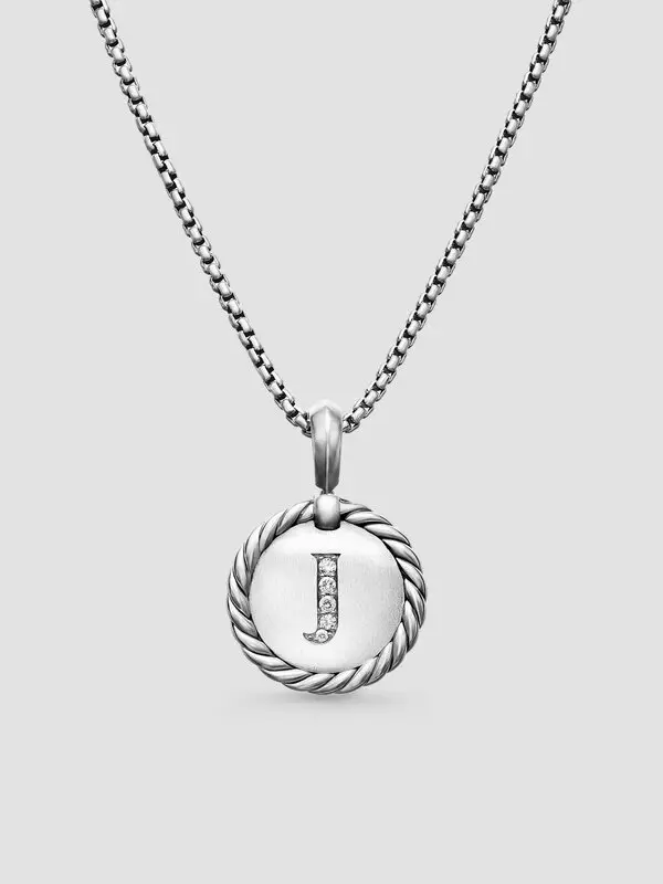 David Yurman Initial Charm Necklace In Sterling Silver - Initial J