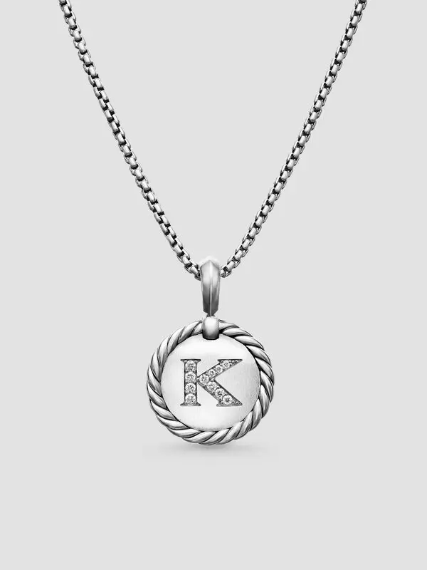 David Yurman Initial Charm Necklace In Sterling Silver - Initial K