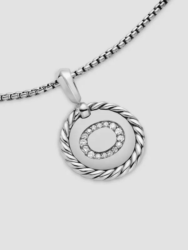David Yurman Initial Charm Necklace In Sterling Silver - Initial O
