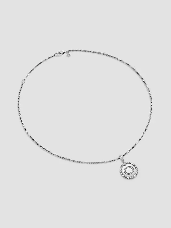 David Yurman Initial Charm Necklace In Sterling Silver - Initial O