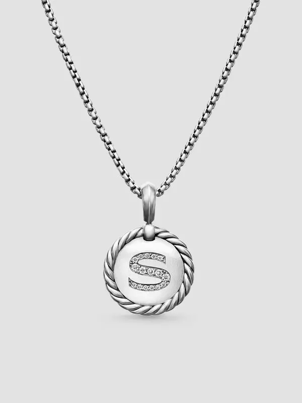 David Yurman Initial Charm Necklace In Sterling Silver - Initial S