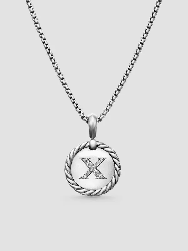 David Yurman Initial Charm Necklace In Sterling Silver - Initial X
