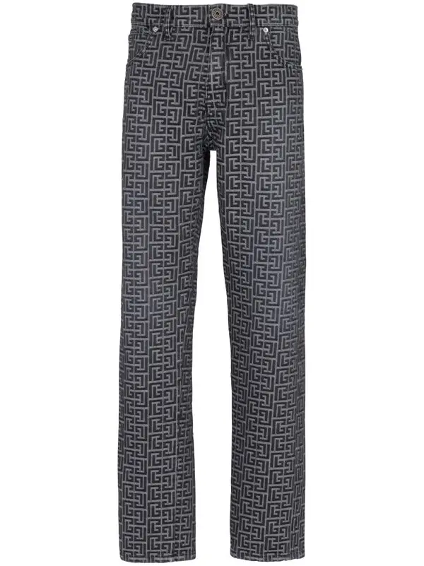 Balmain Monogram Jacquard Straight-leg Jeans