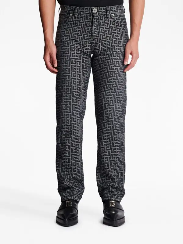 Balmain Monogram Jacquard Straight-leg Jeans