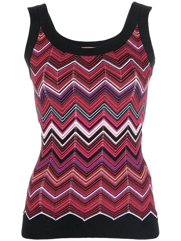 Missoni Zig-zag Pattern Sleeveless Top - Black