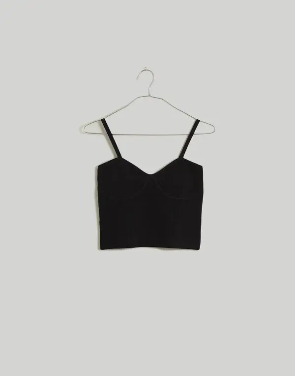 Madewell Mw Corset-detail Crop Sweater Tank - True Black