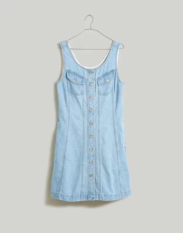 Madewell Denim Sleeveless Seamed Mini Dress In Palomilla Wash - 78% Off |  Editorialist