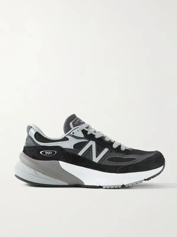 NEW BALANCE Made In Usa 990v6 Leather-trimmed Sneakers - Black